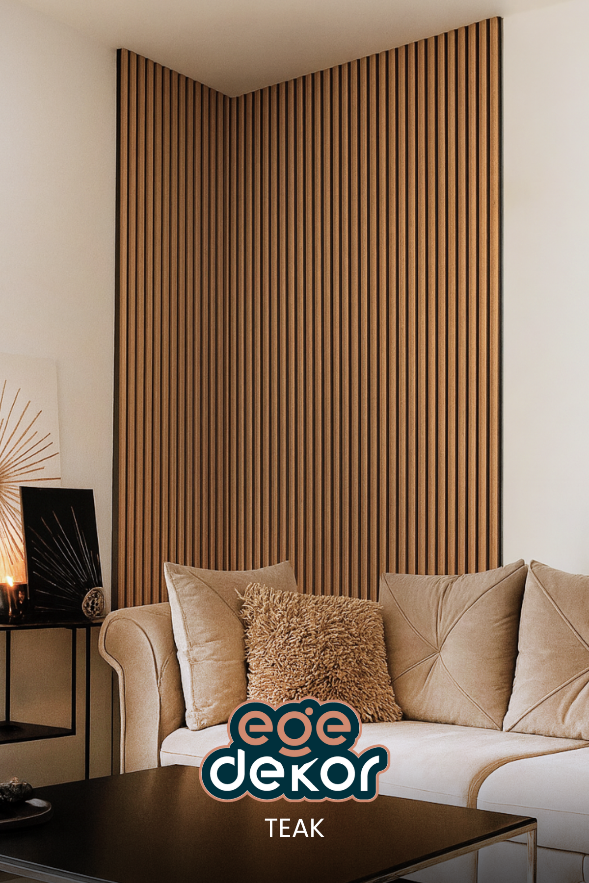 100x280 CM Akustik Duvar Paneli Teak – EGEDEKOR